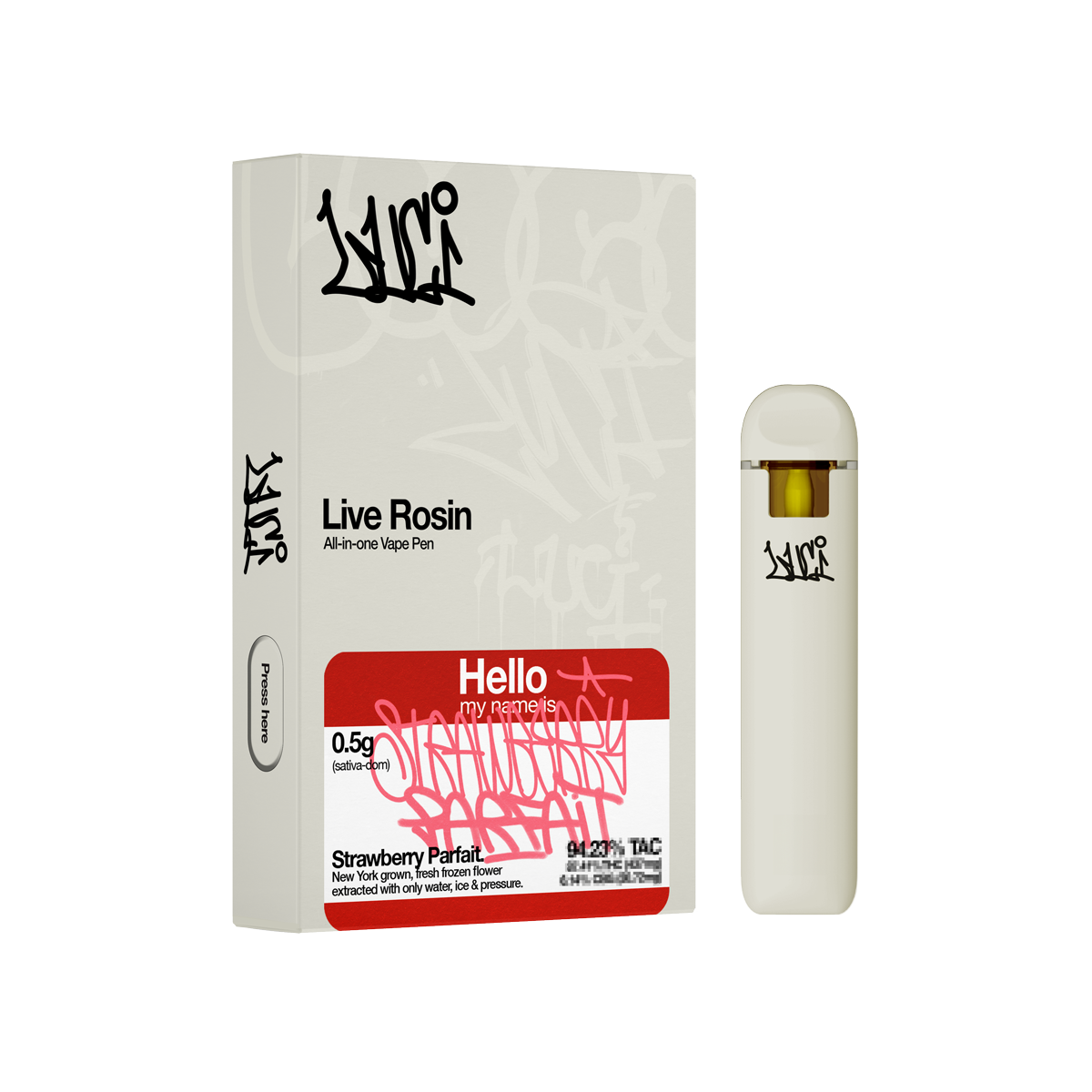 Strawberry Parfait. 0.5g Live Rosin All-In-One Vape Pen – Luci